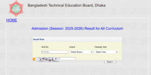 BTEB Admission Result 2025-2026 - btebadmission.gov.bd